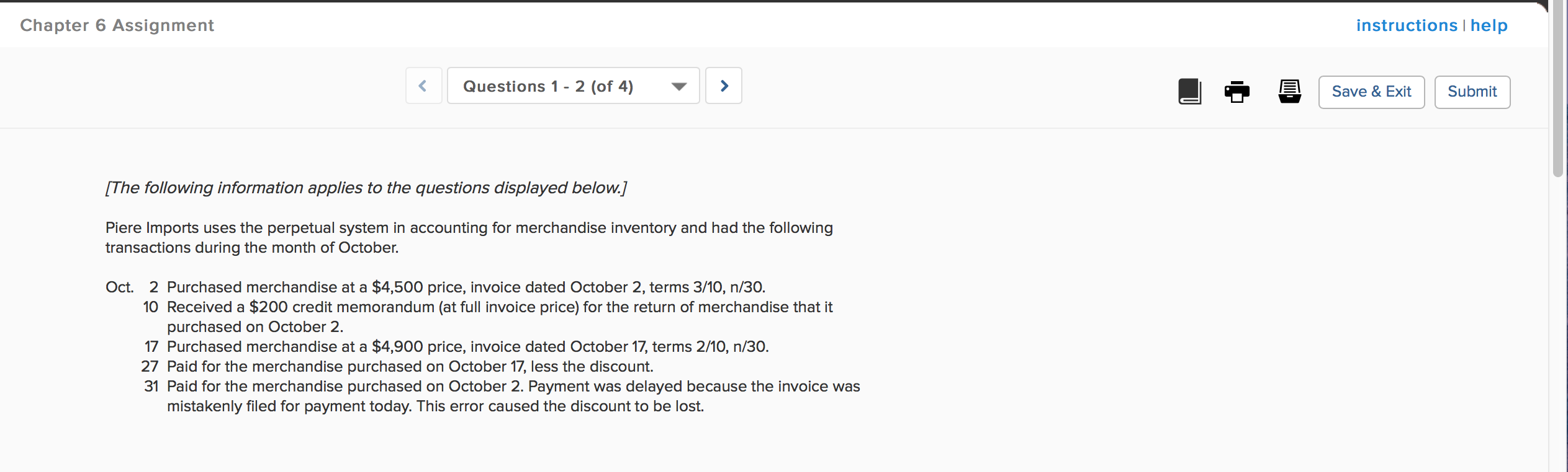 Solved Chapter 6 Assignment instructions I help