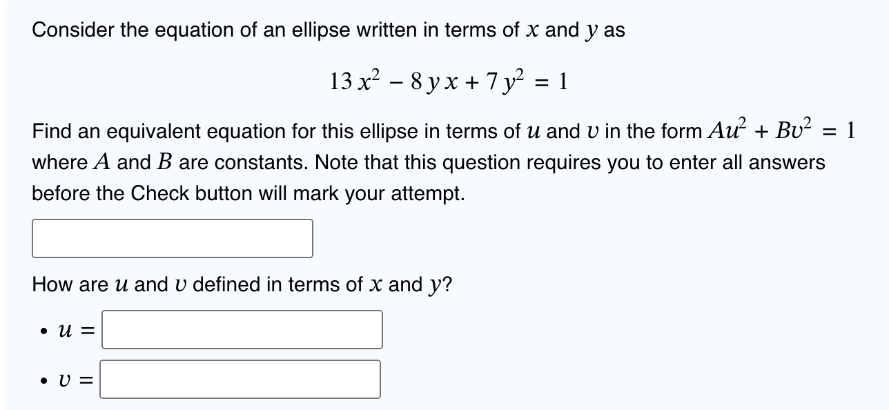 Solved Consider the equation of an ellipse written in terms | Chegg.com
