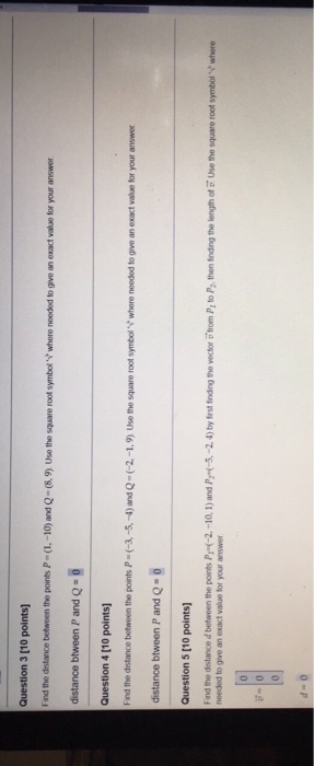Solved Question 3 [10 points) Findthe dstance between the | Chegg.com