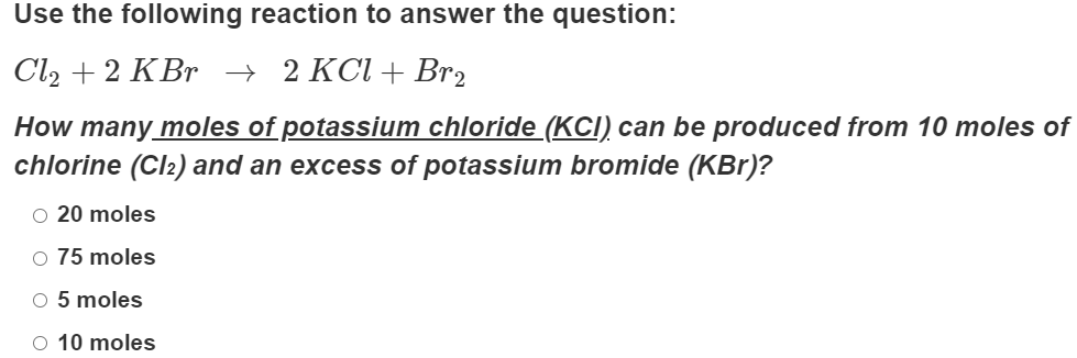 Solved Use the following reaction to answer the question: | Chegg.com