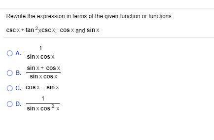Solved Rewrite the expression in terms of the given function | Chegg.com