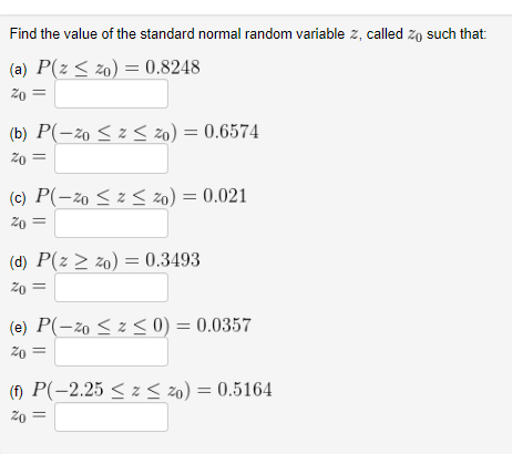 Solved Find the value of the standard normal random variable | Chegg.com
