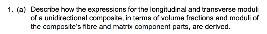 Solved 1. (a) Describe how the expressions for the | Chegg.com
