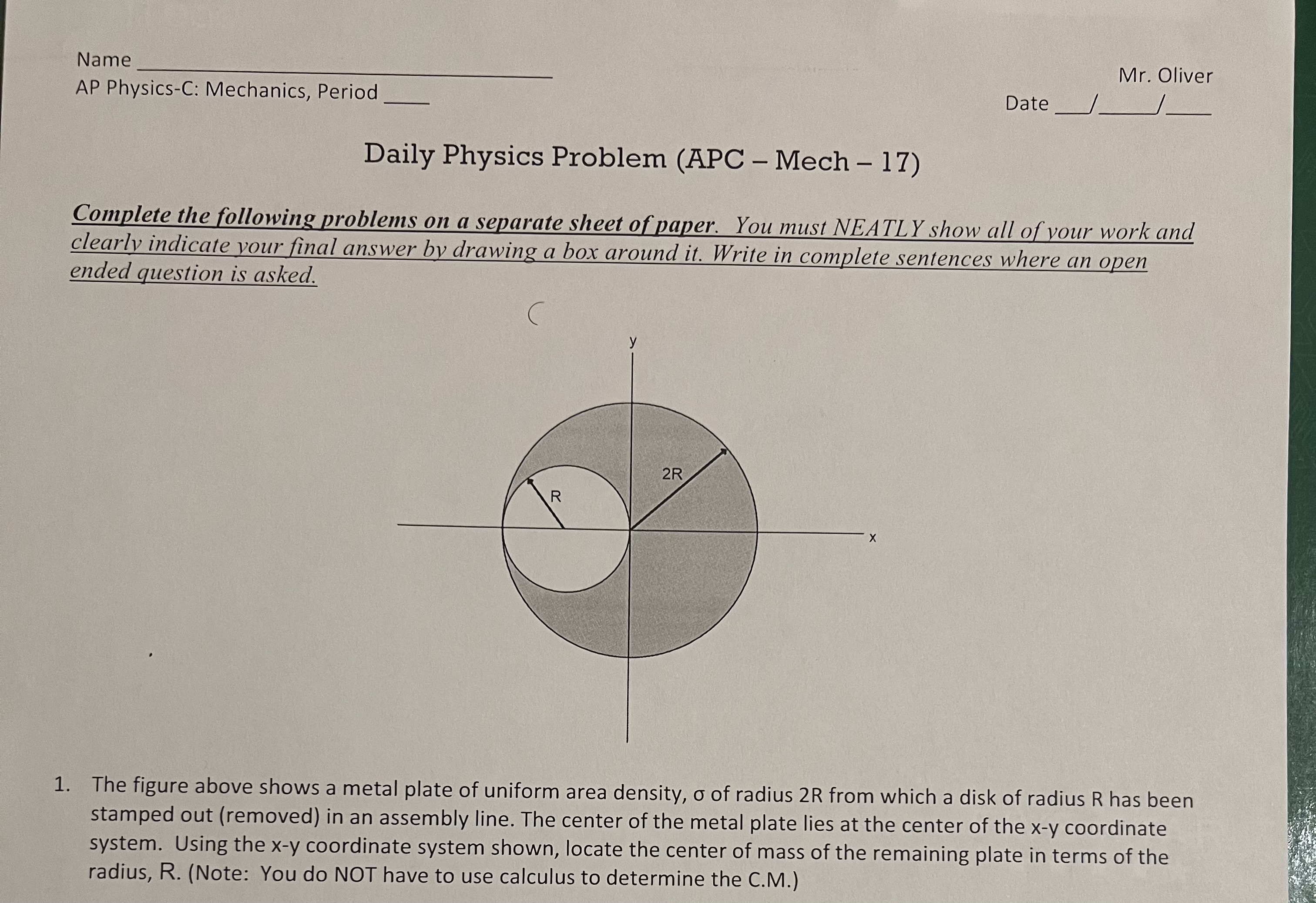 Solved Complete the following problems on a separate sheet | Chegg.com