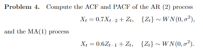 Solved Problem 4. ﻿Compute the ACF and PACF of the AR (2) | Chegg.com