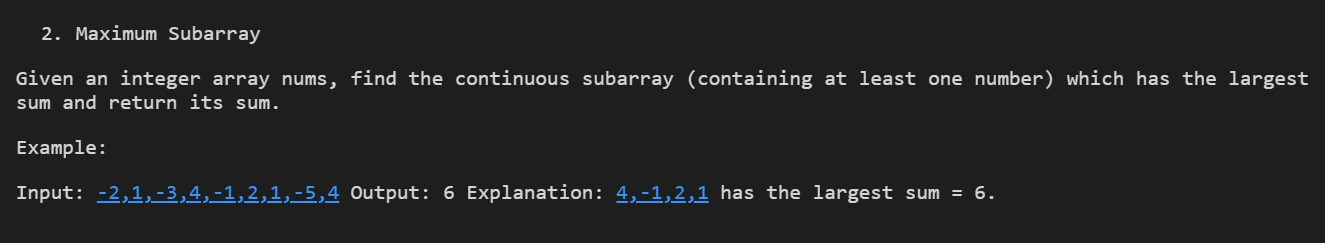 Solved 2 Maximum Subarray Given An Integer Array Nums Find