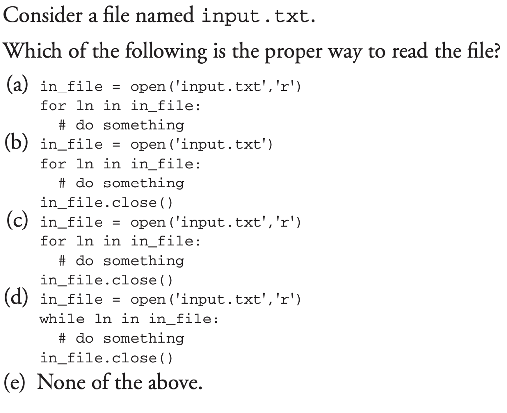Solved Consider a file named input. txt Which of the | Chegg.com