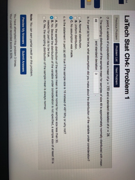 Solved h4 LaTech Stat Ch4: Problem 1 distribution of the | Chegg.com