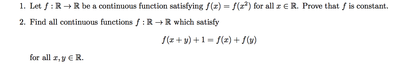 Solved 1 Let F R → R Be A Continuous Function Satisfying
