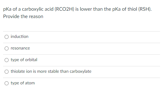 Solved pKa of a carboxylic acid (RCO2H) is lower than the | Chegg.com