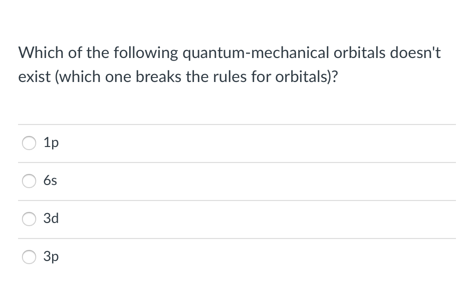 Solved Which of the following quantum-mechanical orbitals | Chegg.com