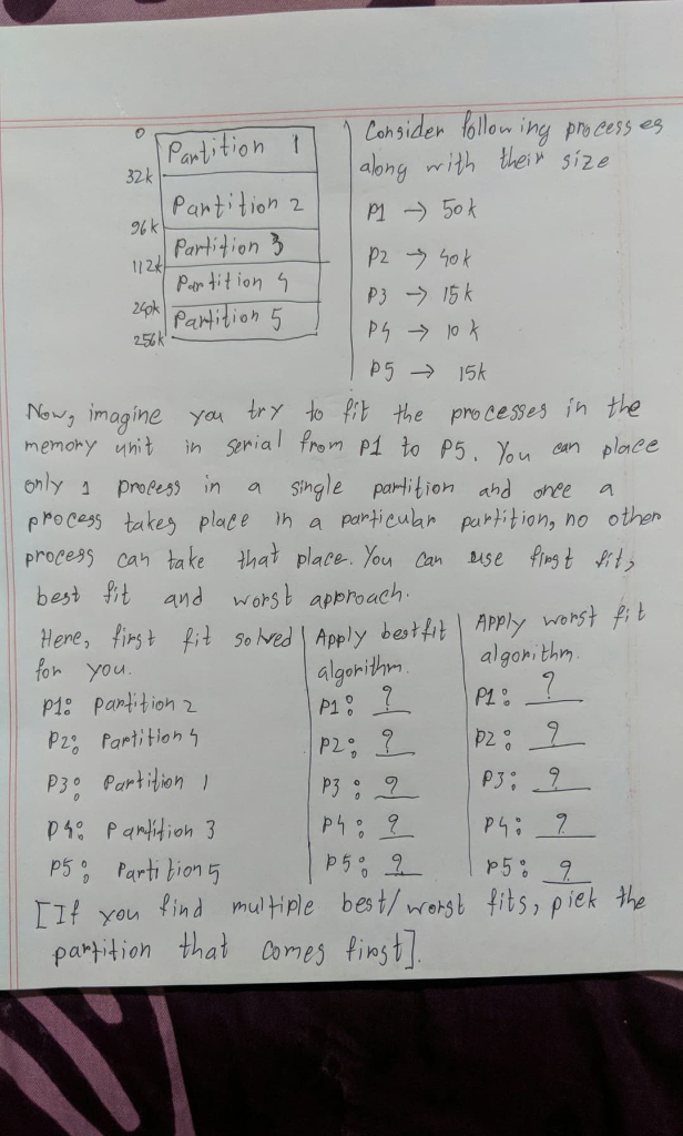 Solved 32k 96k 1128 240k Partition 5 250k only Consider | Chegg.com