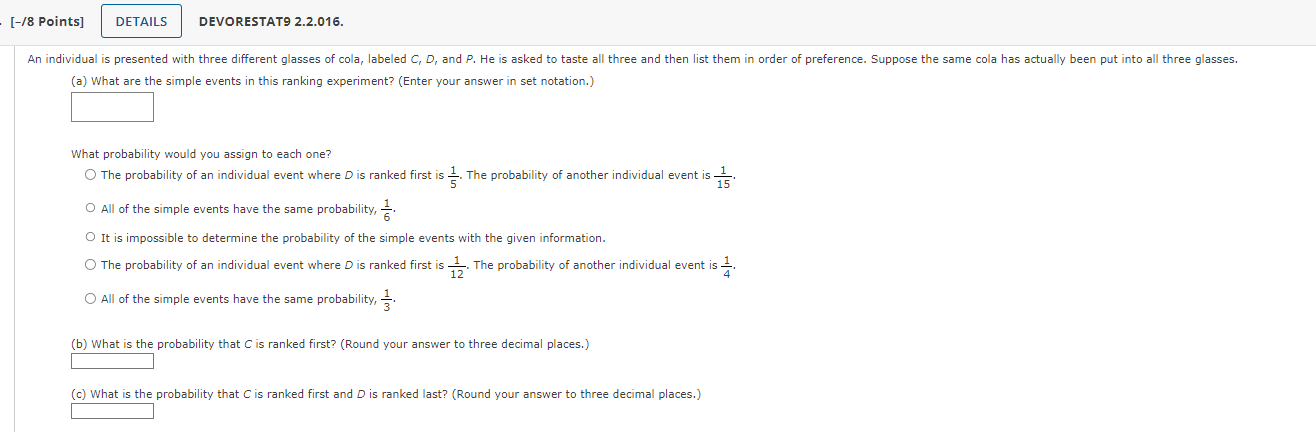 Solved (a) What are the simple events in this ranking | Chegg.com