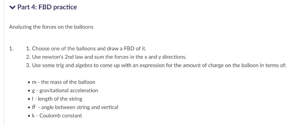 Solved v Part 4: FBD practice Analyzing the forces on the | Chegg.com