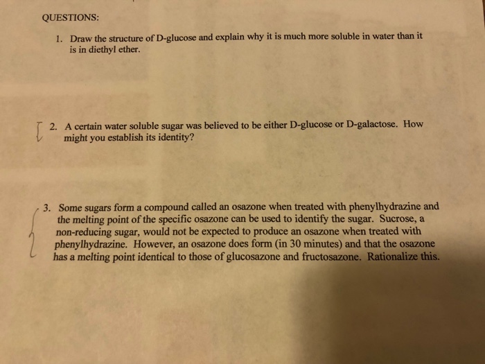 Solved 1. draw the structure of D-glucose. explain why it is | Chegg.com