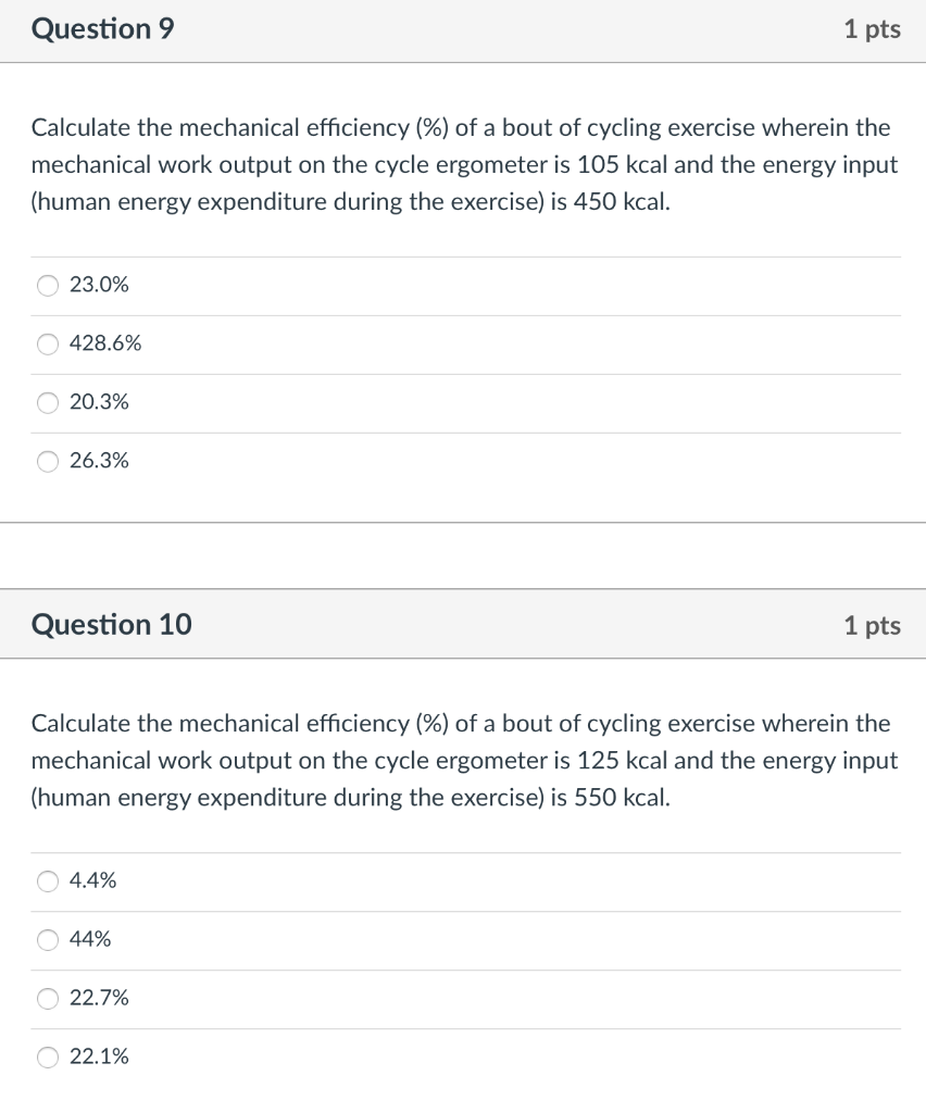Solved Question 9 1 pts Calculate the mechanical efficiency | Chegg.com