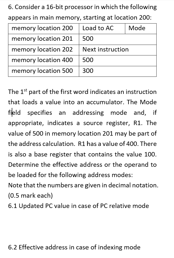 Solved 6. Consider a 16-bit processor in which the following | Chegg.com