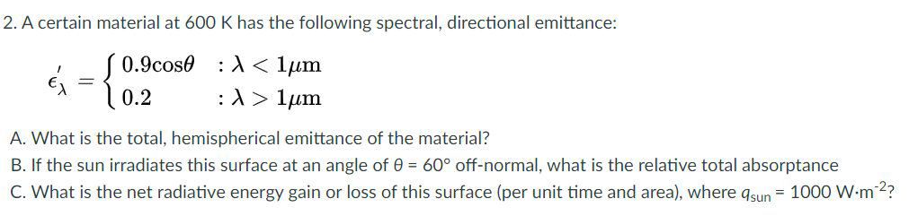 2. A certain material at 600 K has the following | Chegg.com