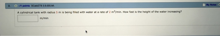 Solved My Notes 2. -1 points SCalcET8 3.9.005.M A | Chegg.com Solved My Notes 2. -1 points SCalcET8 3.9.005.M A | Chegg.com