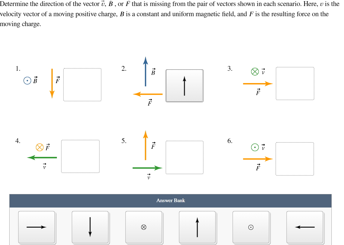 Solved Determine the direction of the vector v,B, or F that | Chegg.com