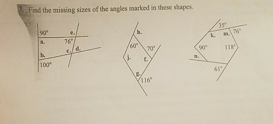 Solved Find the missing sizes of the angles marked in these | Chegg.com