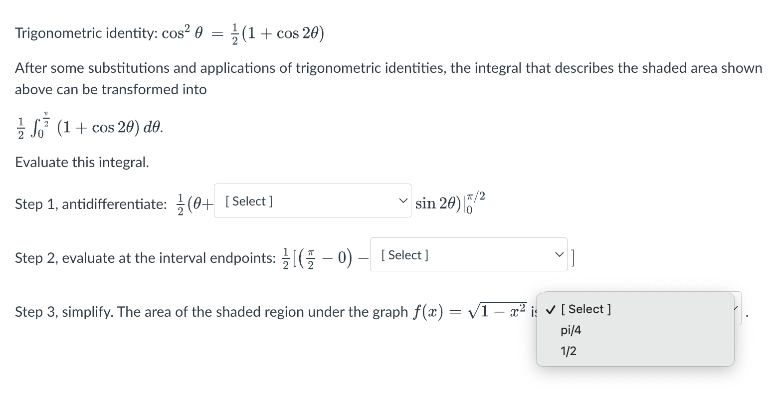Solved Trigonometric identity: cos2θ=21(1+cos2θ) After some | Chegg.com