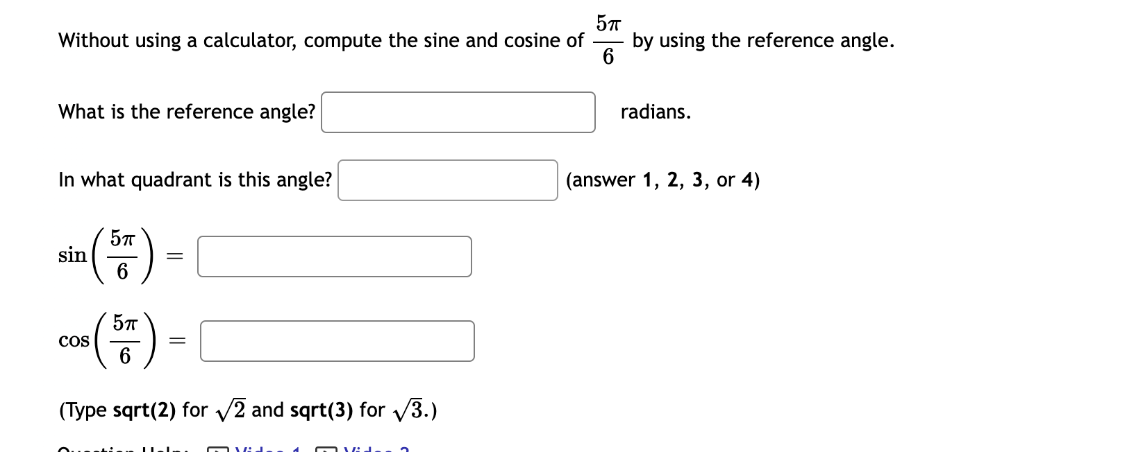 Solved 5п Without using a calculator, compute the sine and | Chegg.com