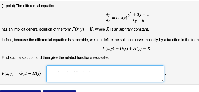 Solved Section 2 2 Separable Equations Problem 12 Previous