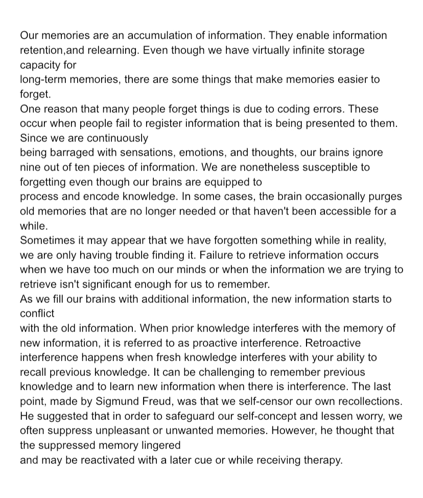 Solved What factors influence forgetting is the question i | Chegg.com