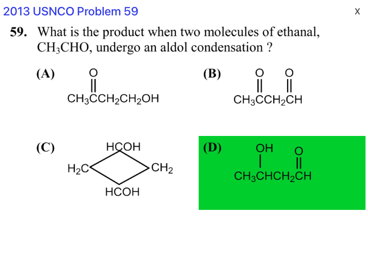 Solved 2013 USNCO Problem 59 х 59. What is the product when | Chegg.com
