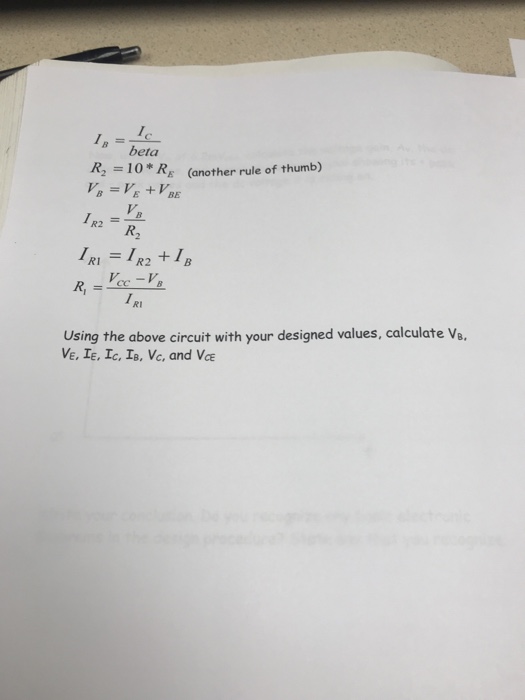 Solved Voltage Divider Bias Transistor Design Circuit | Chegg.com