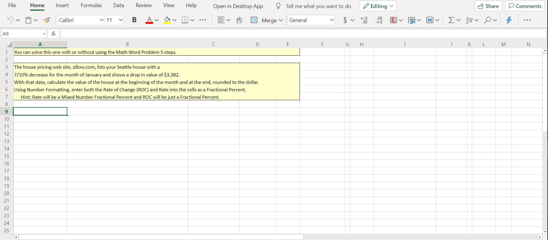 Formulas File Du A9 Home v $ Insert Calibri for Data | Chegg.com