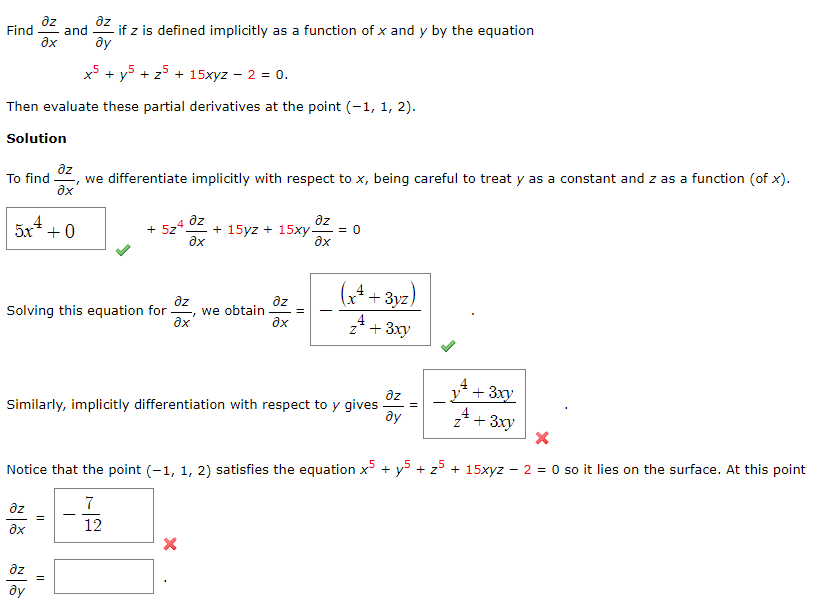 Solved Find ∂x∂z and ∂y∂z if z is defined implicitly as a | Chegg.com