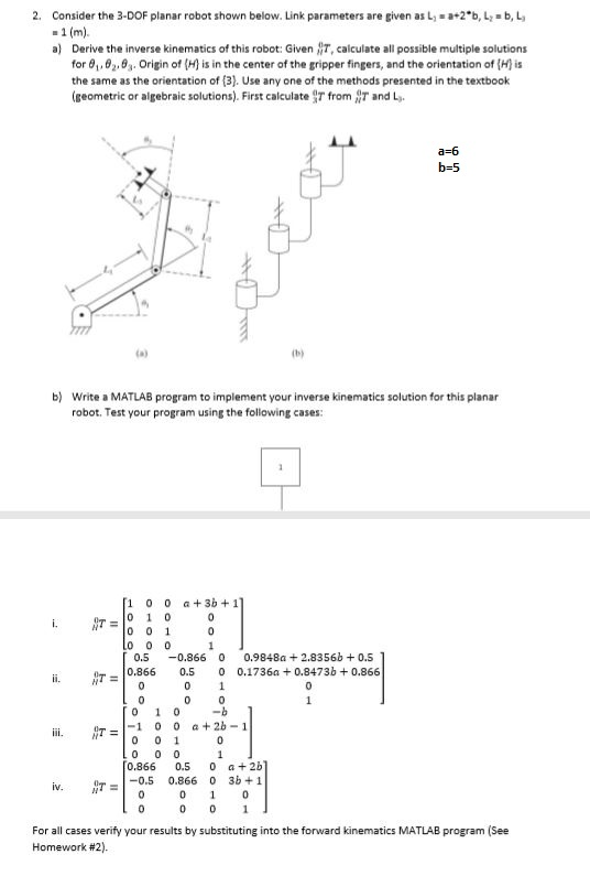 2. Consider the 3-DOF planar robot shown below. Link | Chegg.com