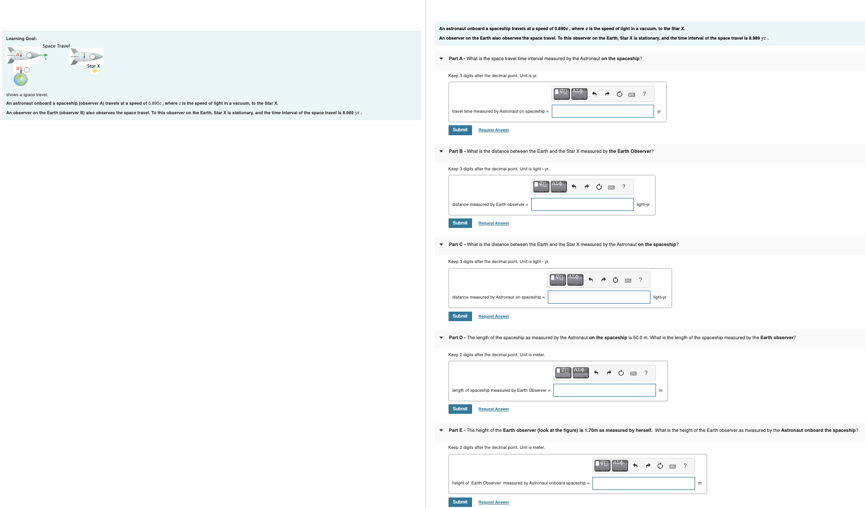 Solved An astronaut onboard a spaceship travels at a speed | Chegg.com