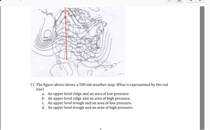 Solved 340 ㄇ 11.The figure above shows a 500 mb weather map. | Chegg.com
