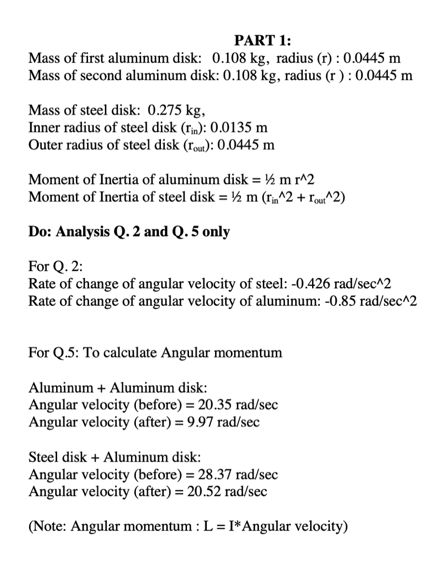 Solved Lab 10. Conservation of Angular Momentum & Rotational | Chegg.com
