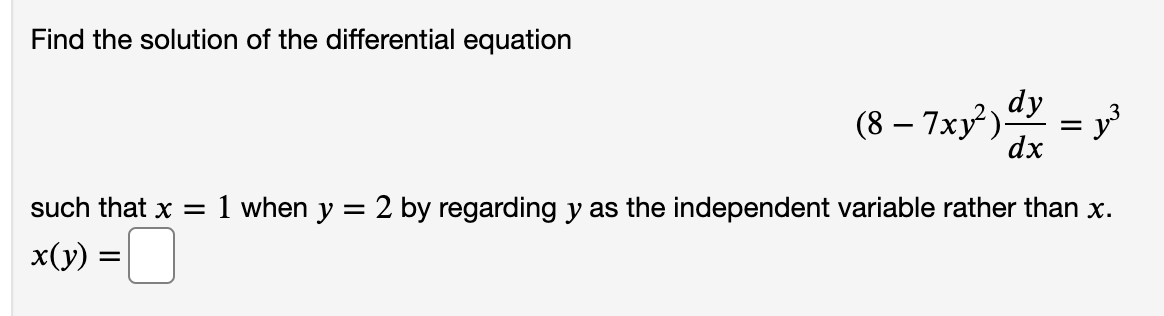 Solved Find the solution of the differential equation | Chegg.com