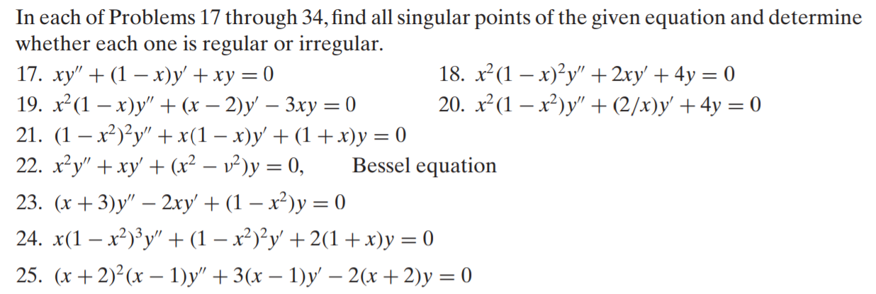 Solved In each of Problems 17 through 34, find all singular | Chegg.com