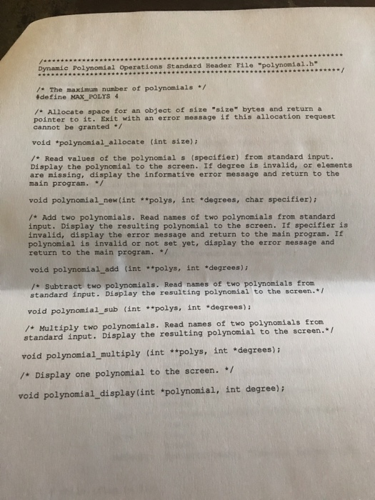 Solved C programming for the following prompt. The skeleton | Chegg.com