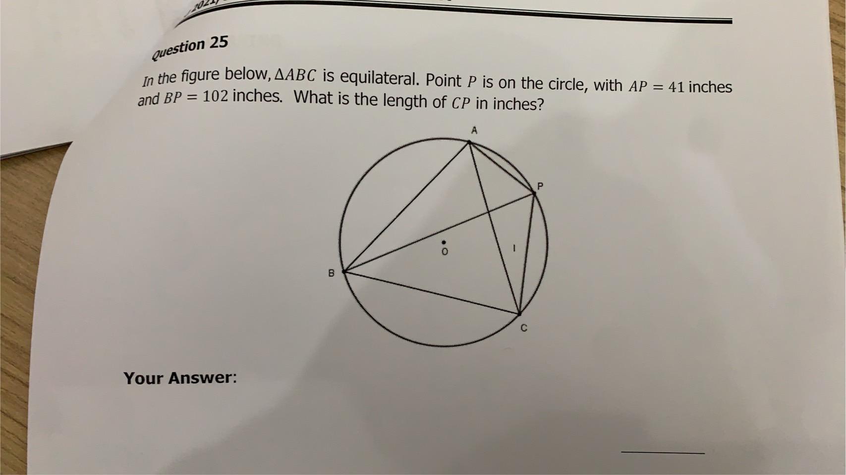 Solved In the figure below, ABC is equilateral. Point P is | Chegg.com