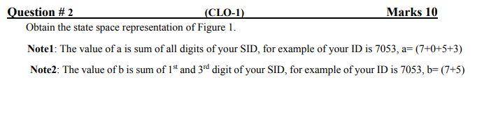 Solved Question #2 (CL0-1) Marks 10 Obtain the state space | Chegg.com