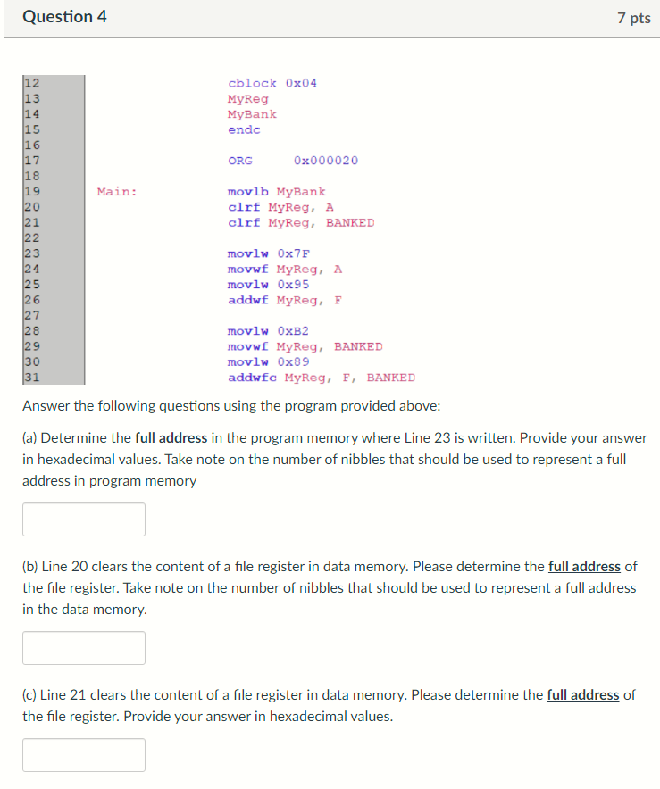 Solved Question 4 7 pts 12 1 cblock 0x04 MyReg MyBank endc | Chegg.com