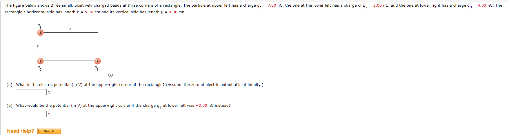 Solved rectangle's horizontal side has length x=5.00 cm and | Chegg.com