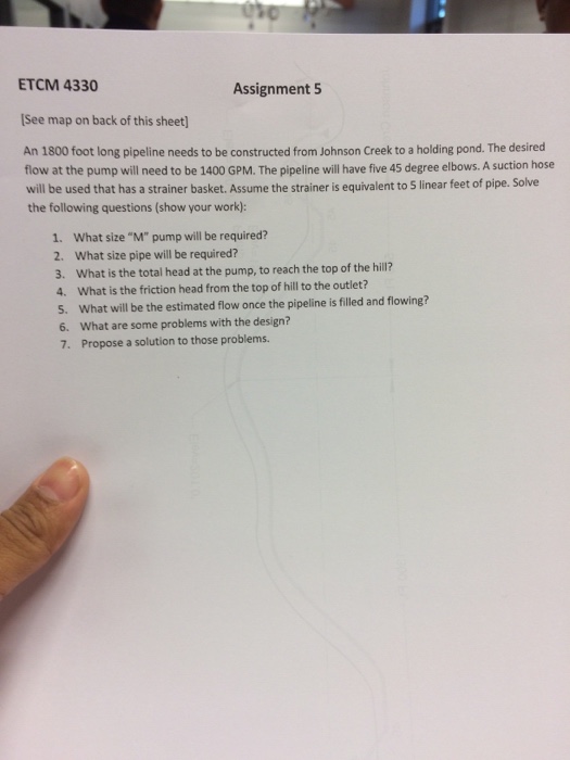 Solved ETCM 4330 Assignment 5 See map on back of this sheet] | Chegg.com
