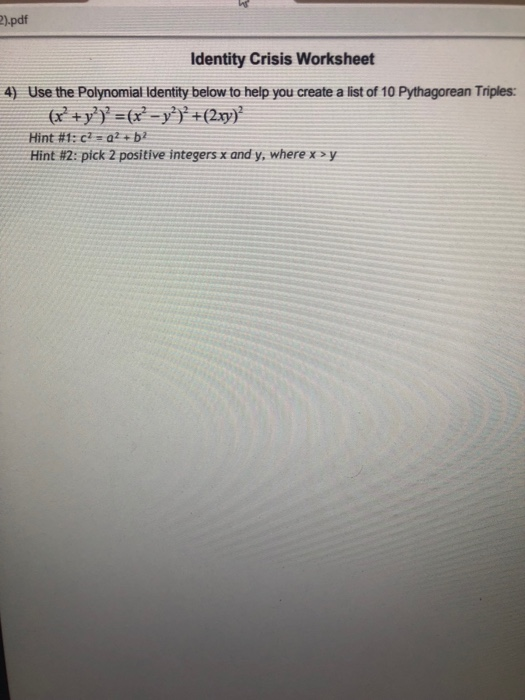 Solved 2).pdf Identity Crisis Worksheet 4) Use the | Chegg.com