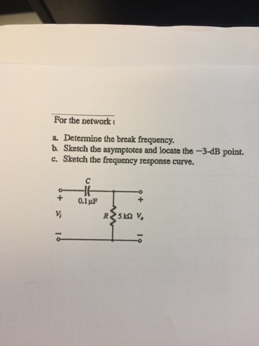 Solved For the network a. Determine the break frequency. | Chegg.com