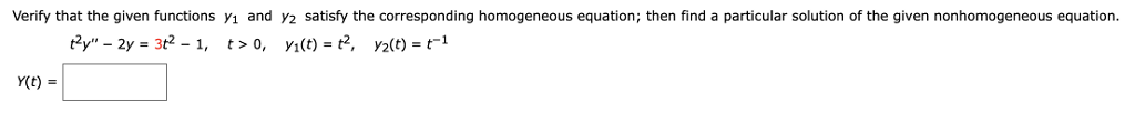 Solved Verify That The Given Functions Y1 And Y2