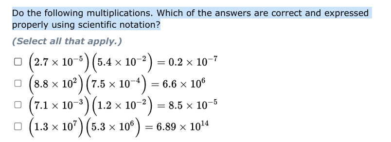 Solved Do the following multiplications. Which of the | Chegg.com