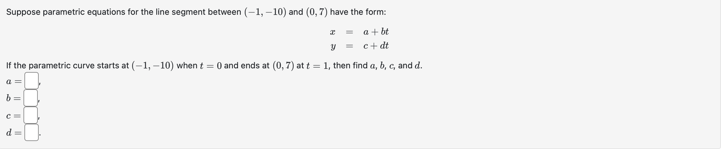 Solved Suppose Parametric Equations For The Line Segment